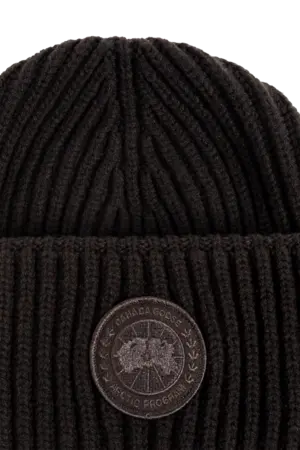 Canada Goose Wool Beanie With Logo Patch - Brown