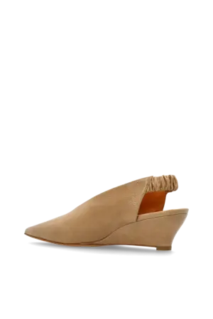 ODISSI Leather Pointed Toe Wedge Slingback Shoes
