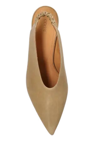ODISSI Leather Pointed Toe Wedge Slingback Shoes