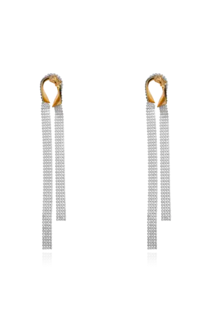LANVIN Long Clip-on Earrings With Shimmering Crystals