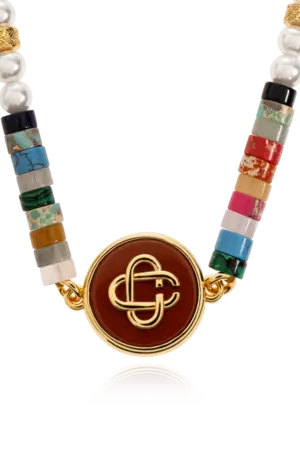 Casablanca Medallion Necklace With Gemstones And Pearls - Multicolour