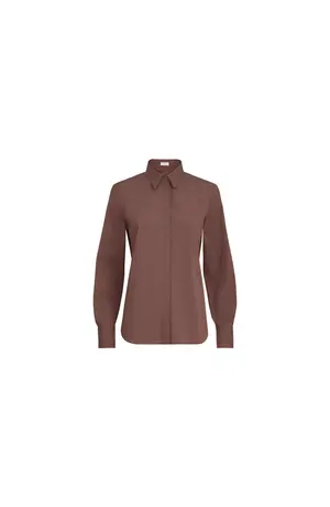 Brunello Cucinelli Stretch Cotton Poplin Shirt With Embellished Collar - Grape