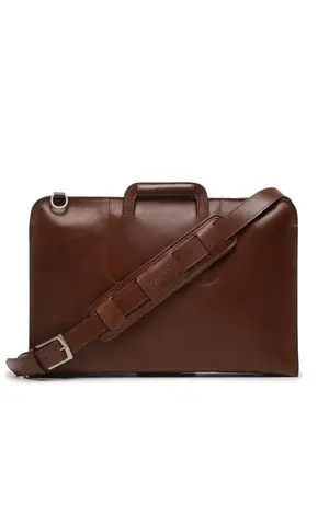 KORCHMAR Jackson Zippered Leather Briefcase Brown