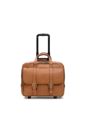 KORCHMAR Kenton Wheeled Leather Travel Briefcase - Tan