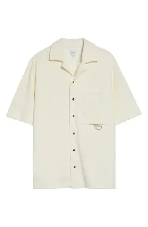 Bottega Veneta Short Sleeve Cotton Blend Terrycloth Button-up Shirt