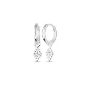 SPERO LONDON Sterling Rhombus Pave Spike Drop Earring - Silver