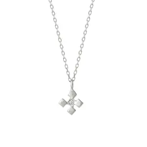SPERO LONDON Sterling Natural Textured Pendant Necklace With Crystal - Silver
