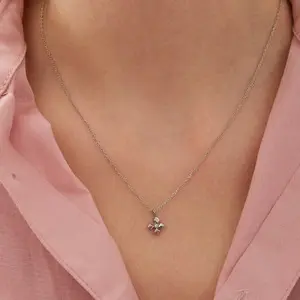 SPERO LONDON Sterling Natural Textured Pendant Necklace With Crystal - Silver