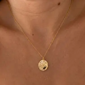 SPERO LONDON Embossed Sterling Moon Medal Necklace - Gold