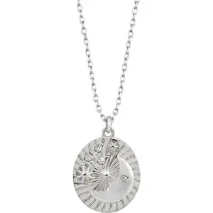 SPERO LONDON Moon Embossed Silhouette Sterling Silver Medal Necklace Silver