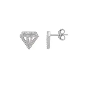 SPERO LONDON Sterling Diamond Stud Earring - Silver