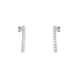 SPERO LONDON Sterling Long Tennis Drop Earrings With Butterfly Backs - Silver