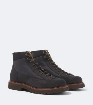 Brunello Cucinelli Suede-trimmed Lace-up Boots