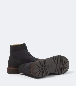 Brunello Cucinelli Suede-trimmed Lace-up Boots