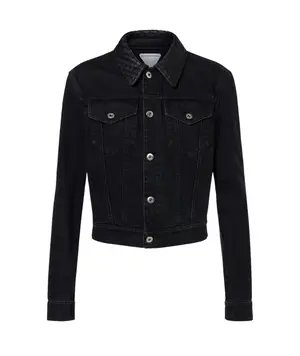 Bottega Veneta Intrecciato Leather-trimmed Denim Jacket - Black