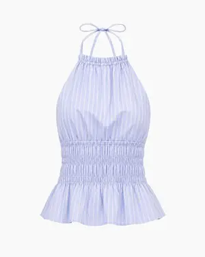 Onia Cotton Smocked Halter Top