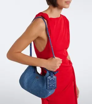 GANNI Mini Denim Top-handle Bag With Studs
