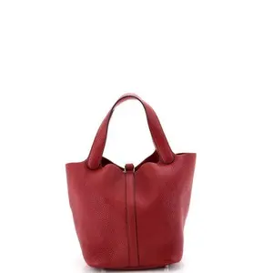 Hermès Eclat Picotin Lock Bag Clemence Mm - Red