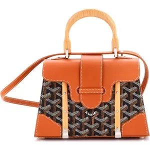 Goyard Structured Saigon Top Handle Bag Coated Canvas With Leather Mini - Brown