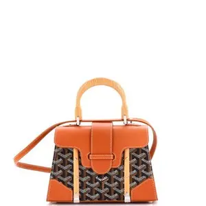 Goyard Structured Saigon Top Handle Bag Coated Canvas With Leather Mini - Brown