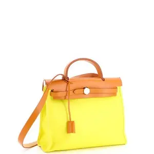 Hermès Herbag Zip Berline Vache Canvas And Leather 31 - Yellow