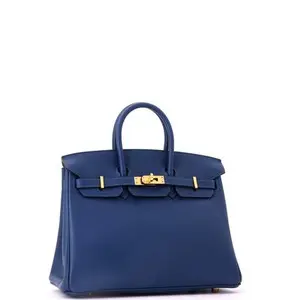 Hermès Birkin Handbag Blue Novillo With Gold Hardware 25