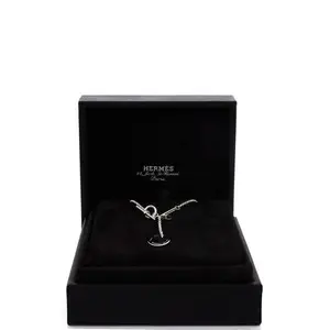 Hermès Ex-libris Long Necklace Sterling With 18k Rose Gold Small - Metallic Silver