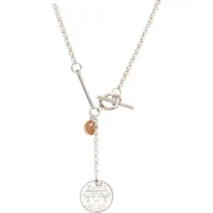 Hermès Ex-libris Long Necklace Sterling With 18k Rose Gold Small - Silver
