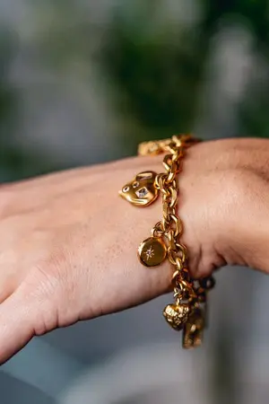 LONI PAUL JEWELRY Plated Charm Bracelet With Pave Clasp