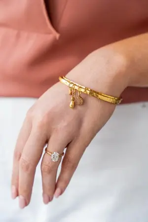 LONI PAUL JEWELRY Peach Moonstone Talisman Bangle Bracelet