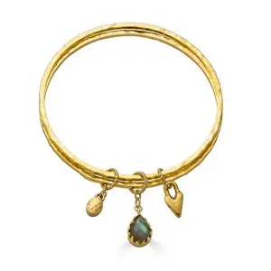 LONI PAUL JEWELRY Peach Moonstone Talisman Bangle Bracelet