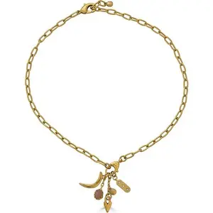 LONI PAUL JEWELRY Peach Moonstone Talisman Drop Necklace - Gold
