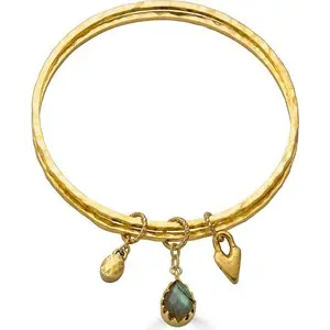 LONI PAUL JEWELRY Labradorite Talisman Bangle Bracelet - Gold