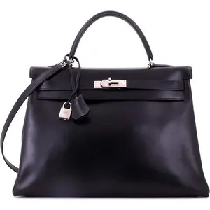 Hermès Kelly Handbag Box Calf With Palladium Hardware 35 - Black