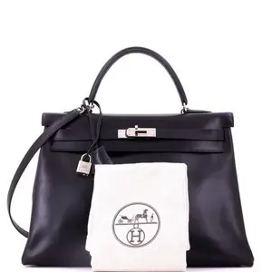 Hermès Kelly Handbag Box Calf With Palladium Hardware 35 - Black