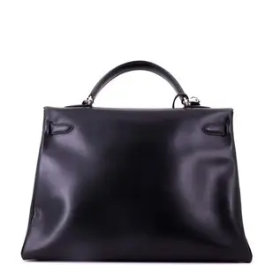Hermès Kelly Handbag Black Box Calf With Palladium Hardware 35
