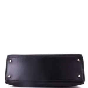 Hermès Kelly Handbag Black Box Calf With Palladium Hardware 35