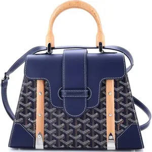 Goyard Saigon Top Handle Bag Coated Canvas With Leather Pm - Blue