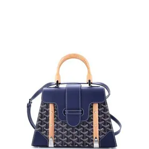 Goyard Saigon Top Handle Bag Coated Canvas With Leather Pm - Blue
