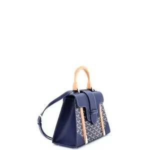 Goyard Saigon Top Handle Bag Coated Canvas With Leather Pm - Blue