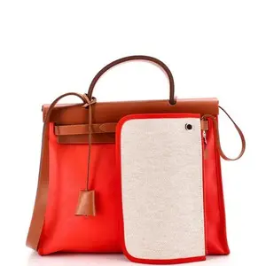 Hermès Herbag Zip Berline Vache Canvas And Leather 31 - Red