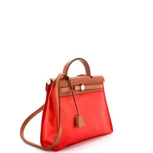 Hermès Herbag Zip Berline Vache Canvas And Leather 31 - Red