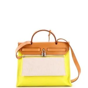 Hermès Herbag Zip Berline Vache Canvas And Leather 31