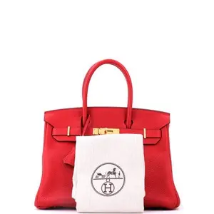 Hermès Birkin Handbag Clemence With Gold Hardware 30