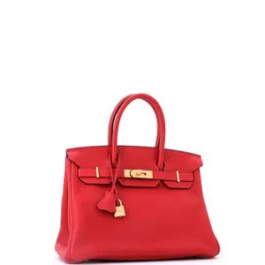 Hermès Birkin Handbag Clemence With Gold Hardware 30