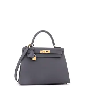 Hermès Kelly Handbag Epsom With Permabrass Hardware 28 - Grey