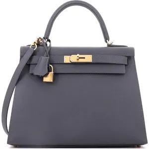 Hermès Kelly Handbag Grey Epsom With Permabrass Hardware 28