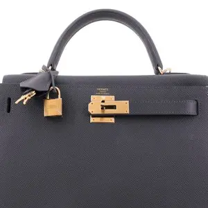 Hermès Kelly Handbag Grey Epsom With Permabrass Hardware 28