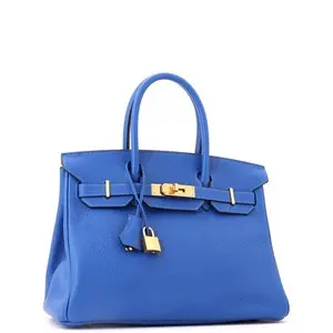 Hermès Birkin Handbag Clemence With Gold Hardware 30 - Blue