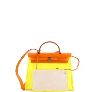 Hermès Herbag Zip Berline Vache Canvas And Leather 31